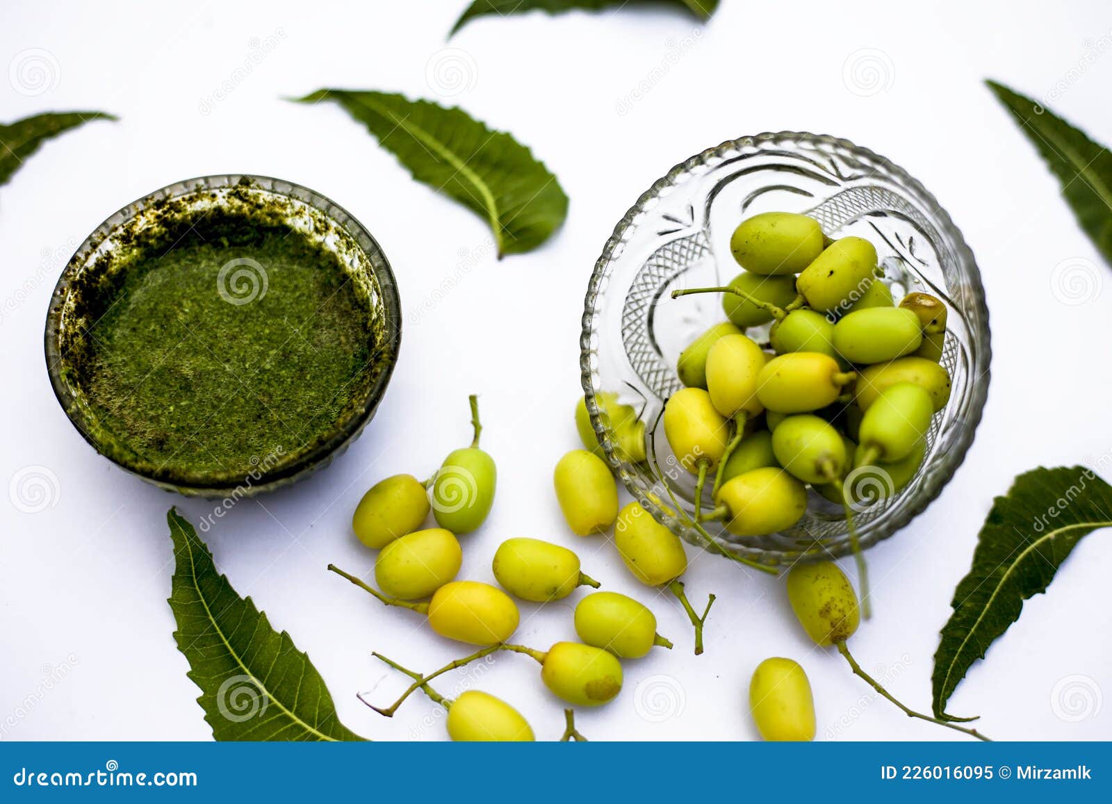 Neem Paste or Nim Paste in a Glass Bowl Isolated on White Along with ...