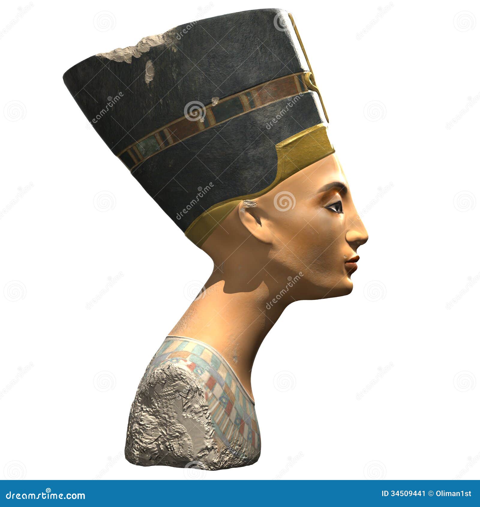Nefertiti Bust Side View 3d Illustration Stock Illustration ...