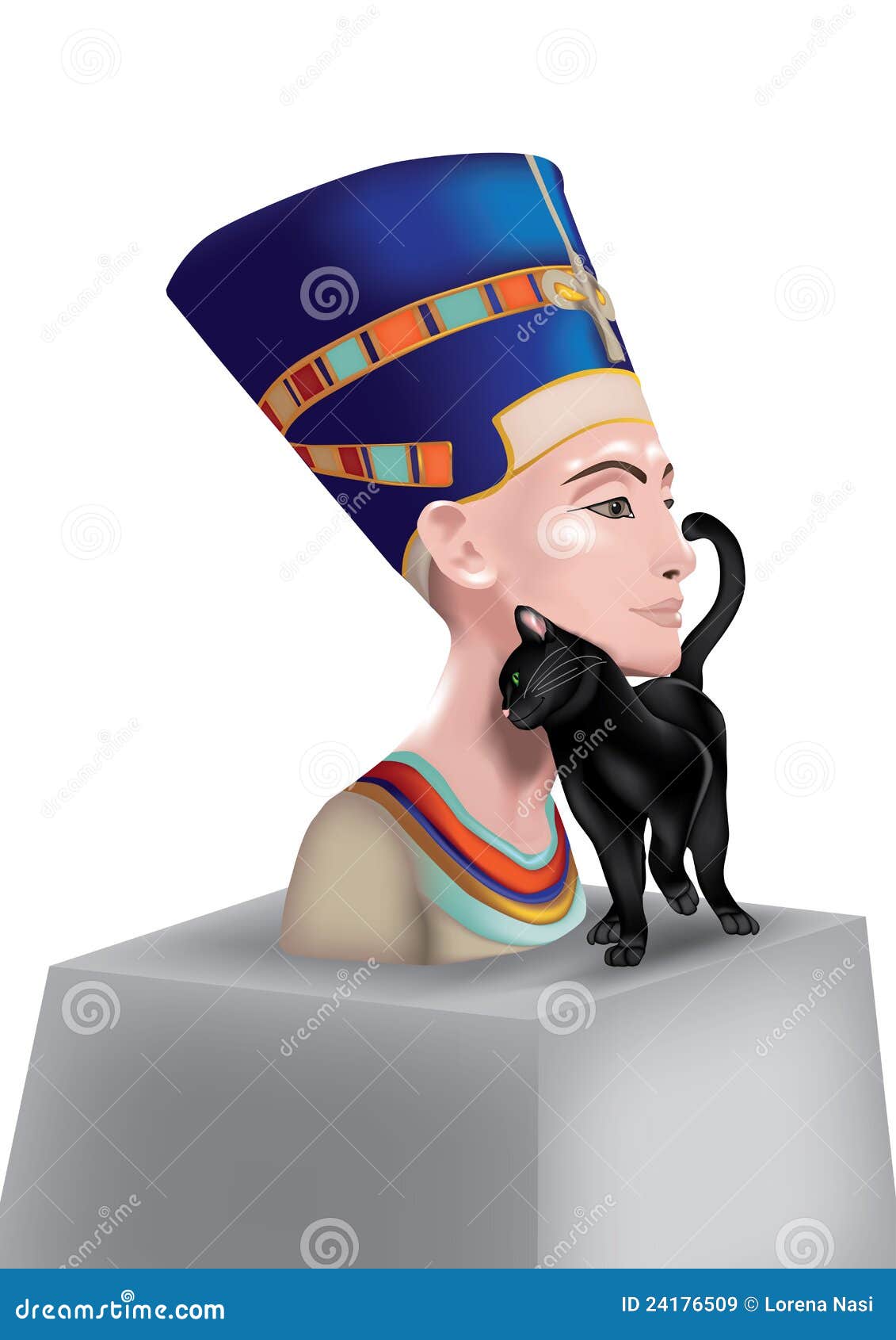 Nefertiti With Cat Cartoon Vector | CartoonDealer.com #24176509
