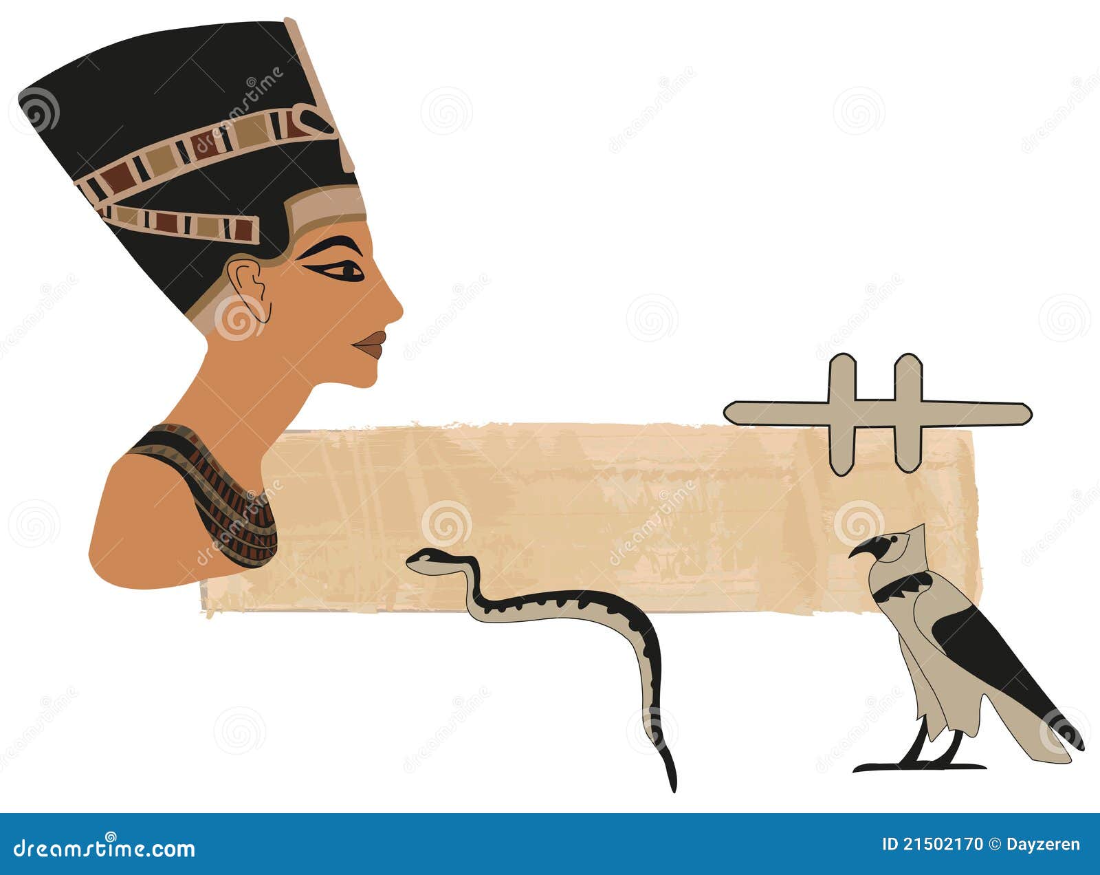 Nefertiti Papyrus Banner Vector Illustration | CartoonDealer.com #21502158