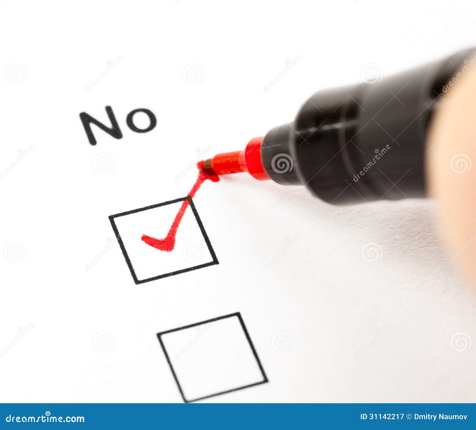 Negative Answer in a Checklist Stock Image - Image of closeup, customer ...
