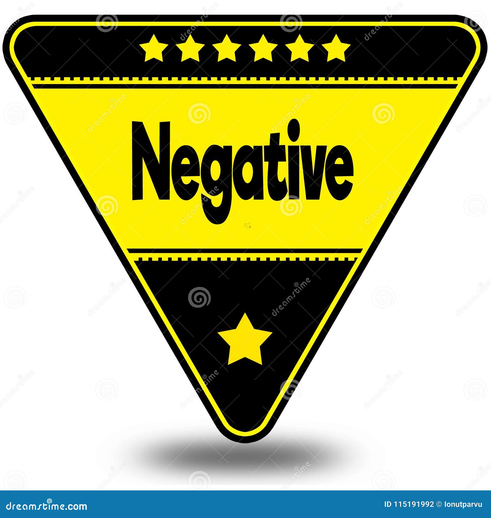 NEGATIVE on Black and Yellow Triangle with Shadow. Stock Illustration ...