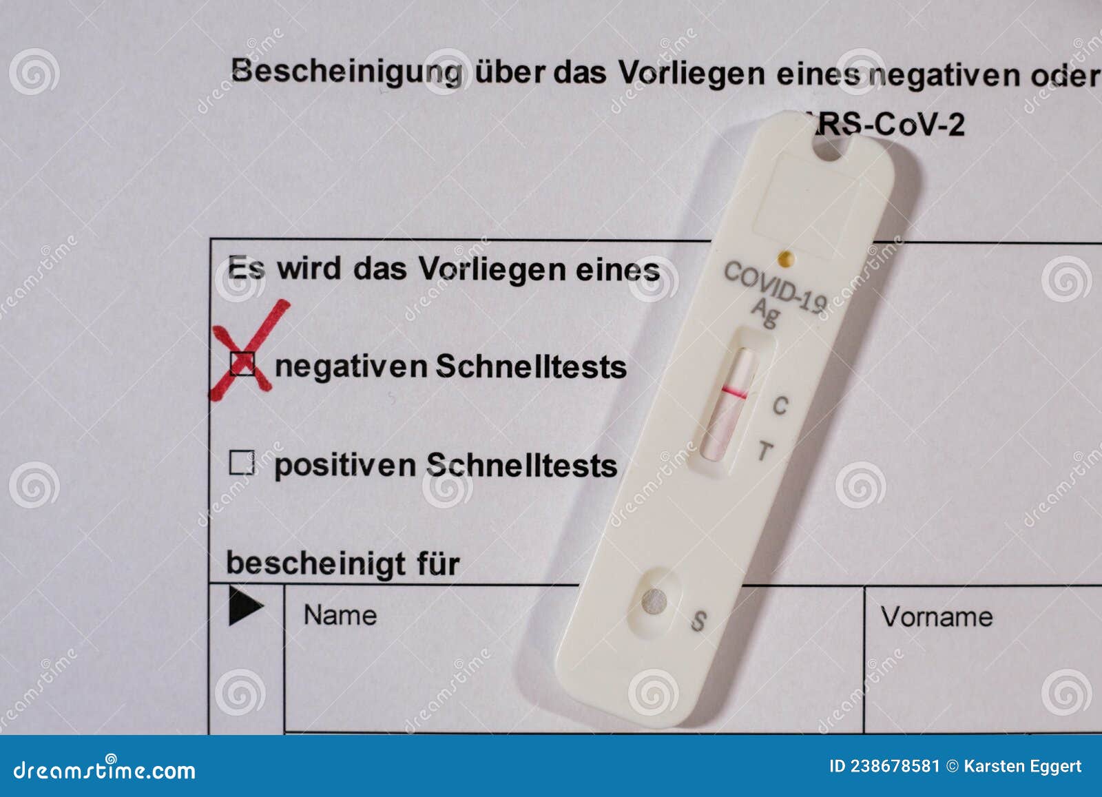 Negative Corona Covid-19 Rapid Test is on a Test Form Stock Image ...