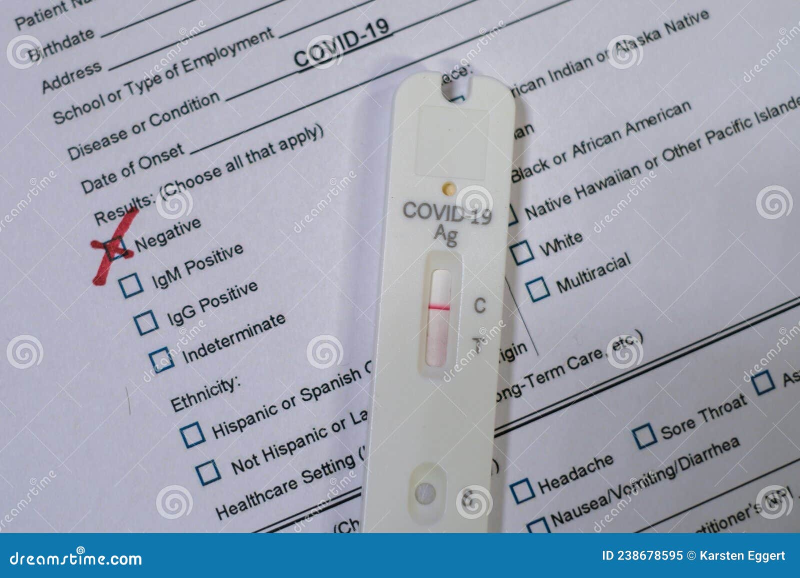 Negative Corona Covid-19 Rapid Test is on a Test Form Stock Image ...