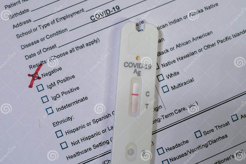 Negative Corona Covid-19 Rapid Test is on a Test Form Stock Image ...