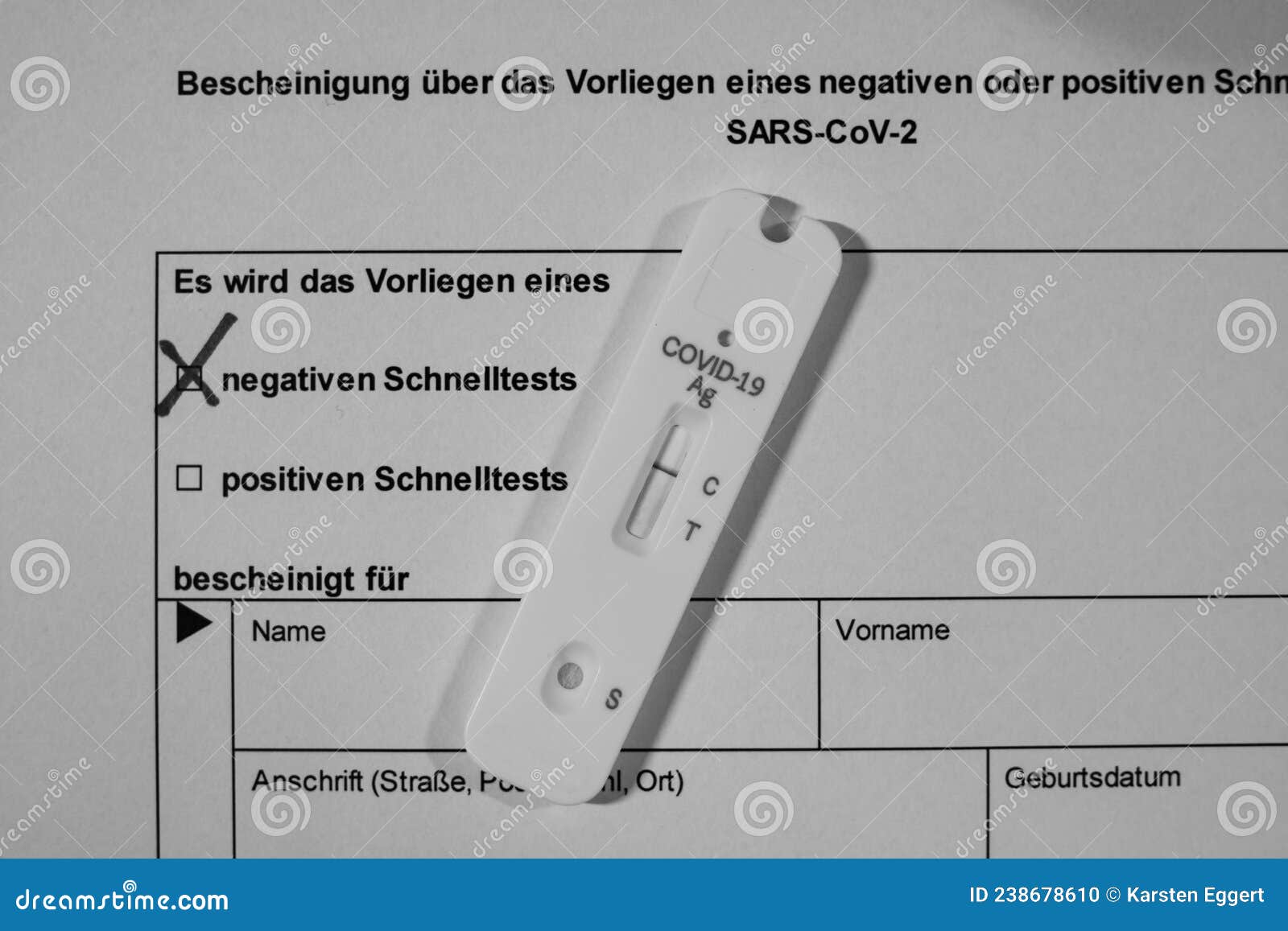 Negative Corona Covid-19 Rapid Test is on a Test Form Stock Photo ...