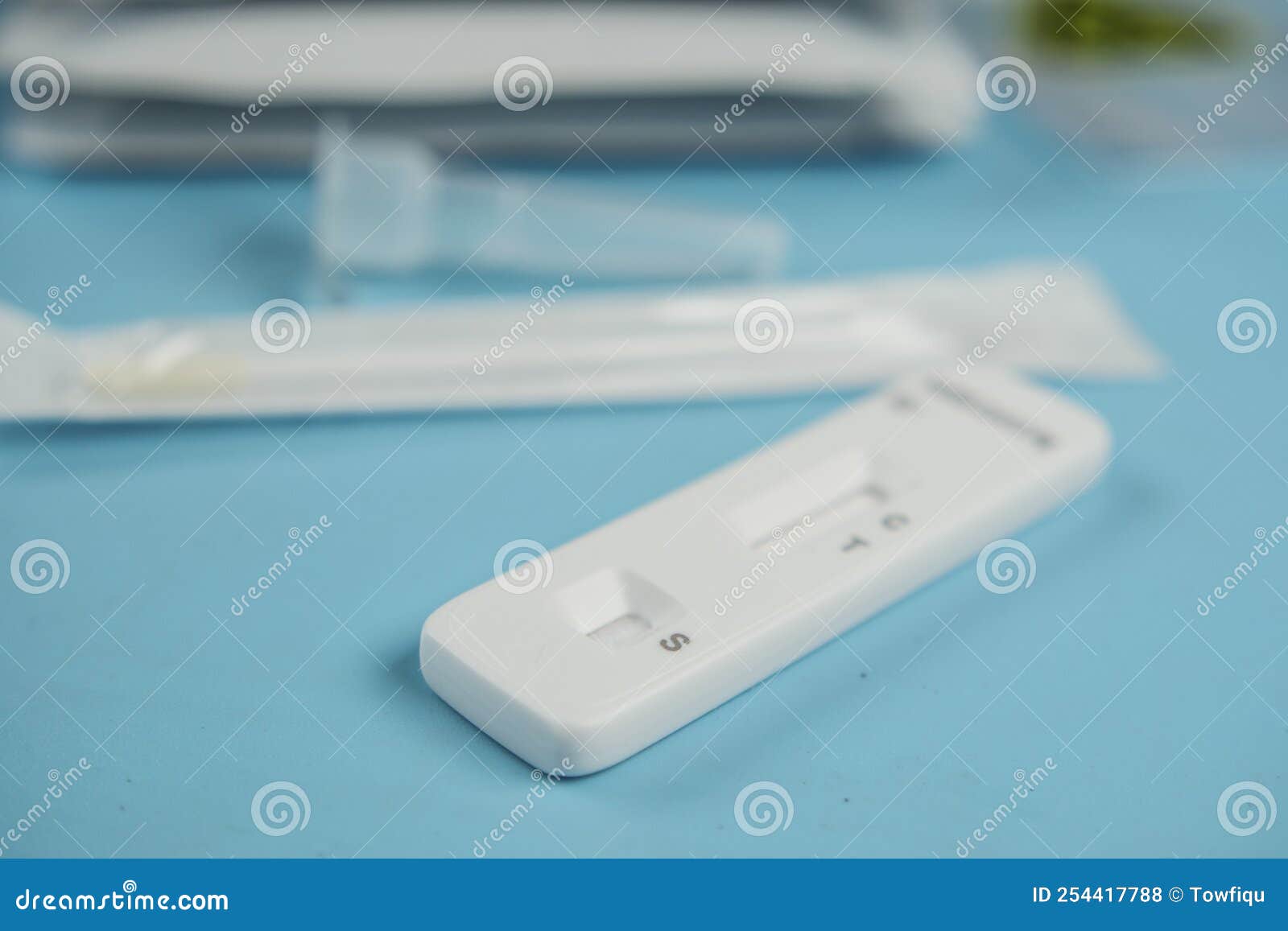 Negative Covid-19 Test Kit on Blue Background Stock Photo - Image of ...
