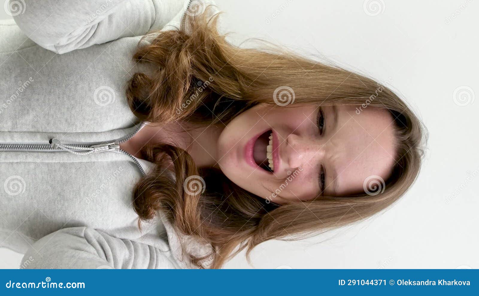 Negative Emotion of Adolescence Brain Explosion Girl with Her Hands ...