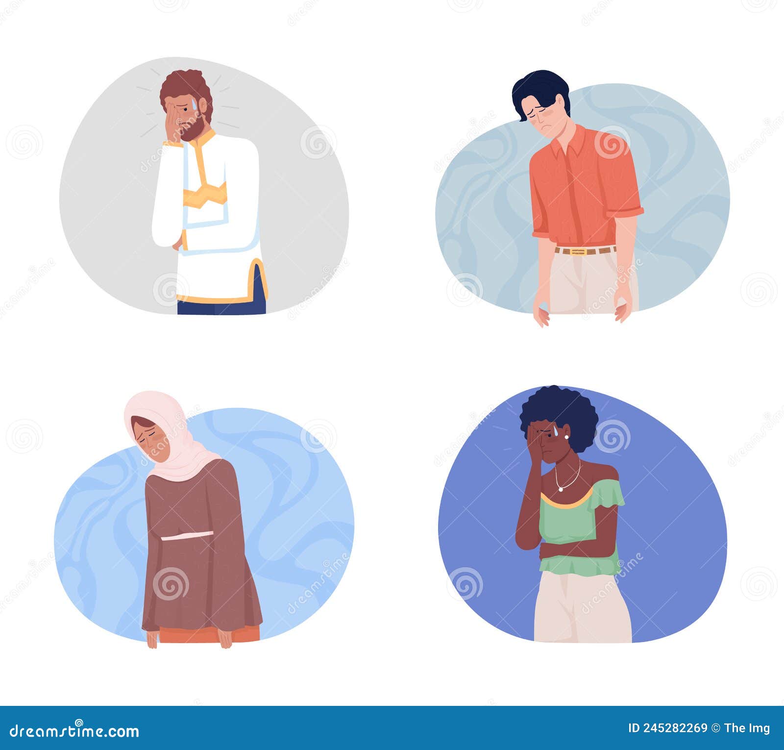 Negative Emotions 2D Vector Isolated Illustrations Set Stock Vector ...