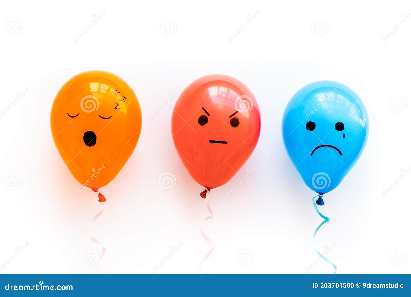 Negative Emotions Painted on Ballon. Angry Sad Mood Background Stock ...