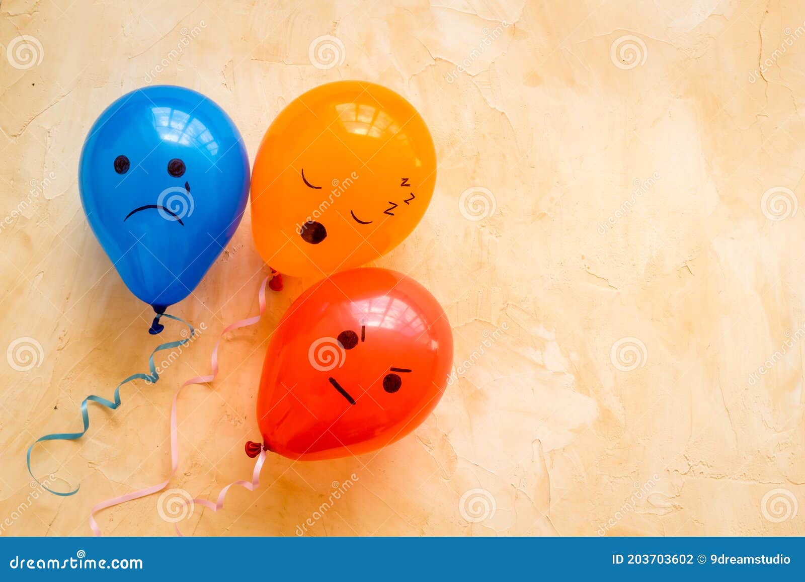 Negative Emotions Painted on Ballon. Angry Sad Mood Background Stock ...