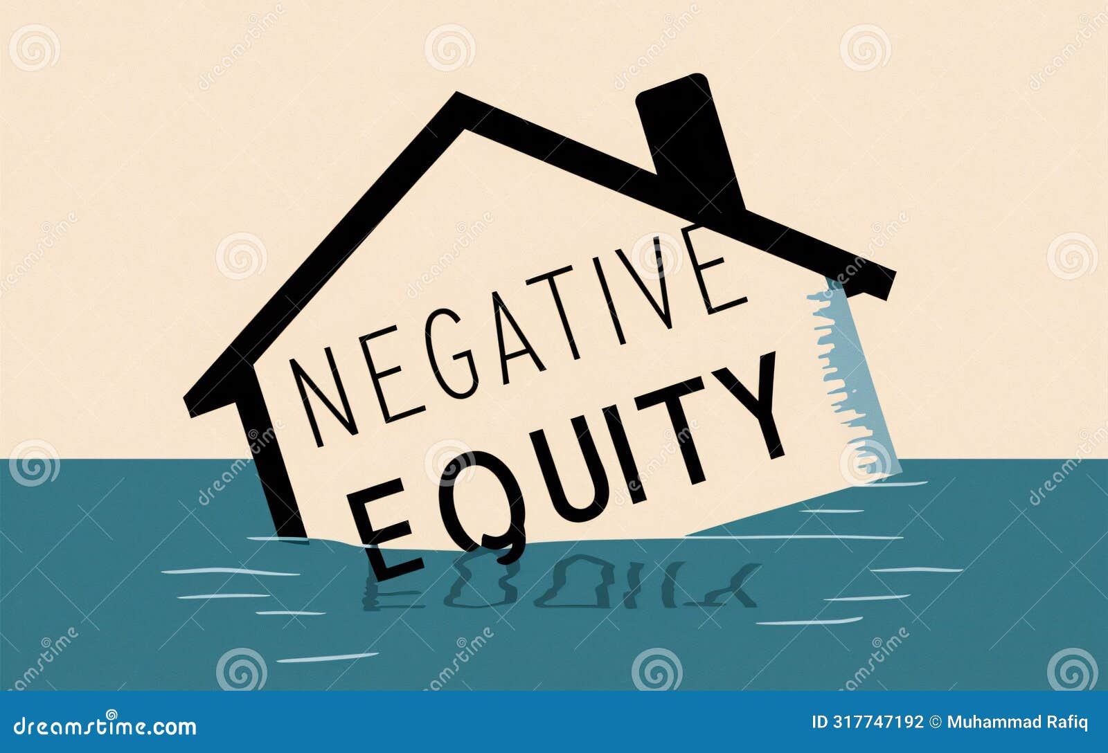 Negative Equity Icon Shows Losses Or Debt Bigger Than House Value - 3d ...