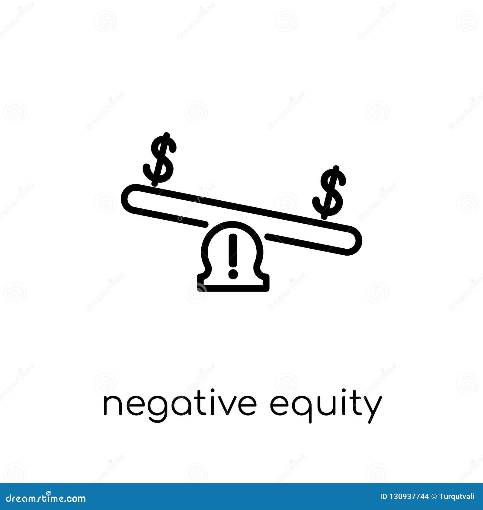 Negative Equity Icon. Trendy Modern Flat Linear Vector Negative Stock ...