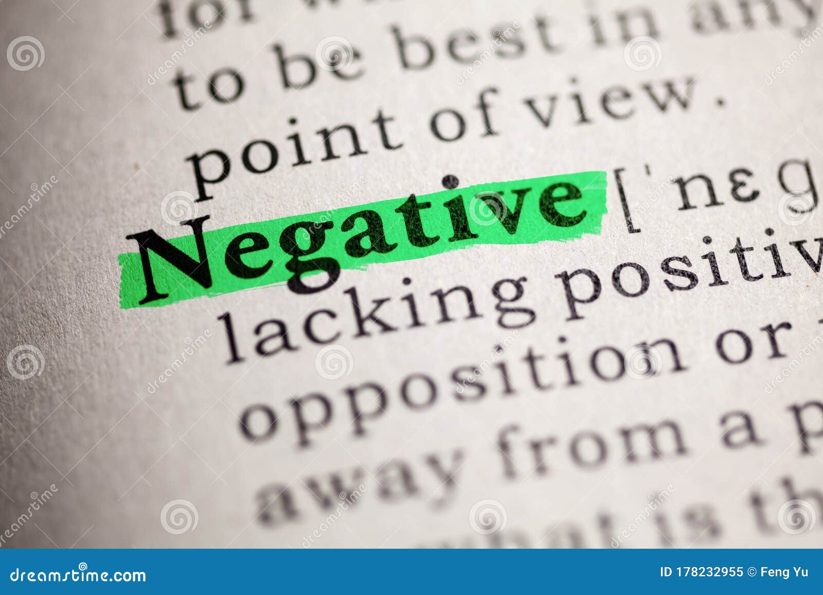 Definition of the Word Negative Stock Image - Image of text ...