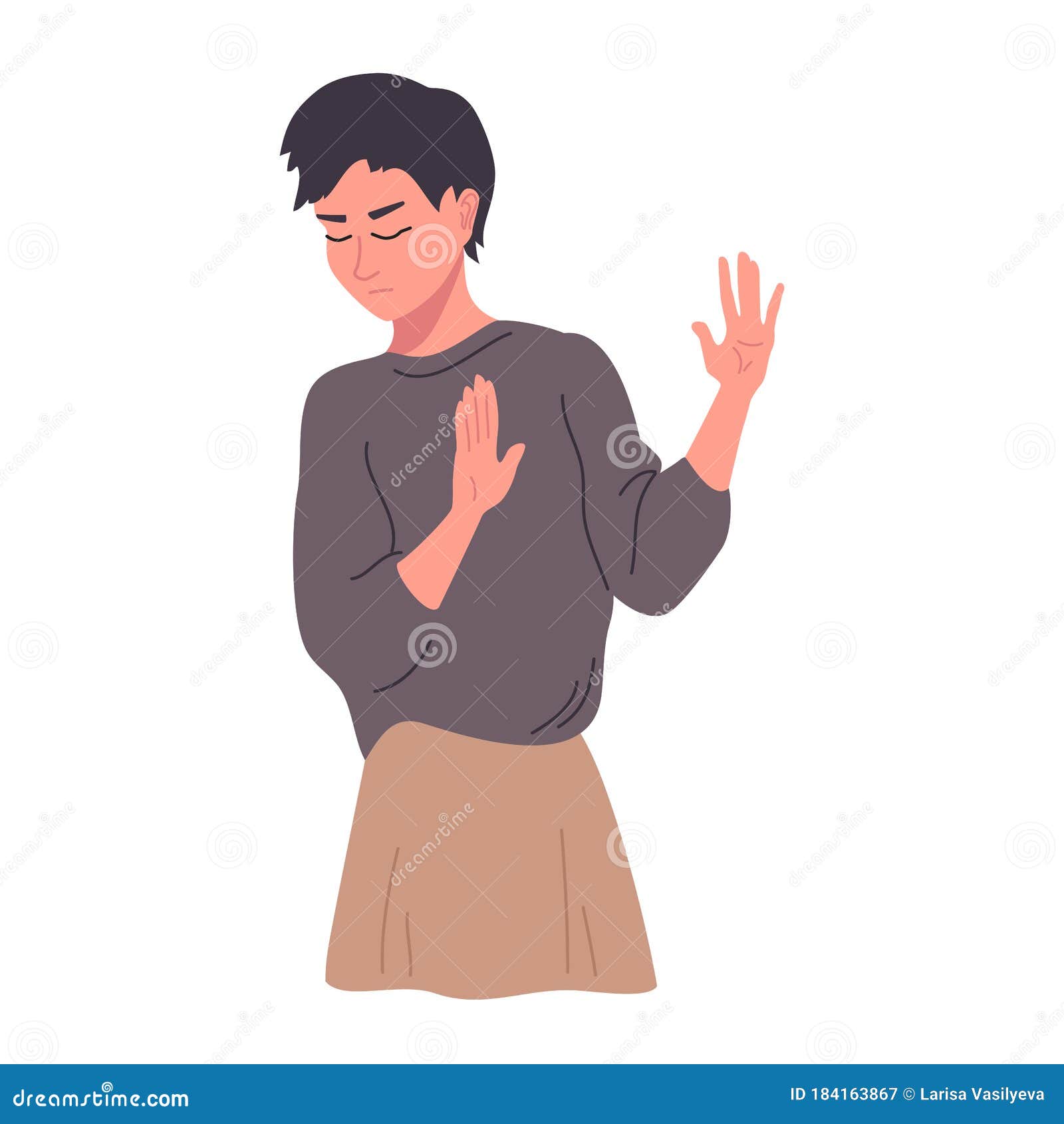 Negative Gestures Flat Vector Illustrations Set. Finger Language, Non ... Negative Gestures Flat Vector Illustrations Set. Finger Language, Non ...