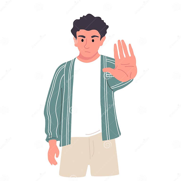 Negative Gestures Vector Illustrations Set. Disagree and Stop Consept ...