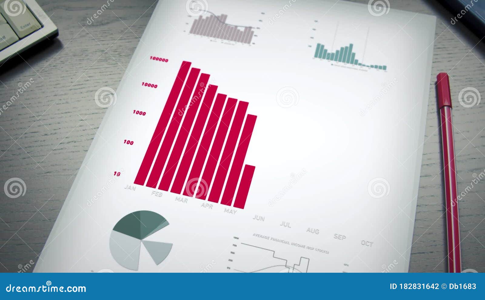 Negative Graph Develops on a Piece of Paper on an Office Table. Digital ...