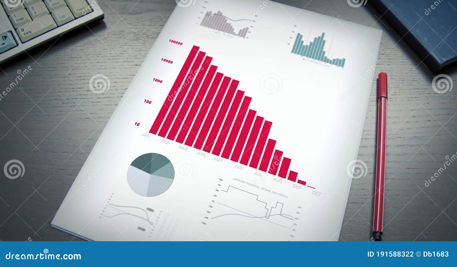 Negative Graph Develops on a Piece of Paper on an Office Table Stock ...
