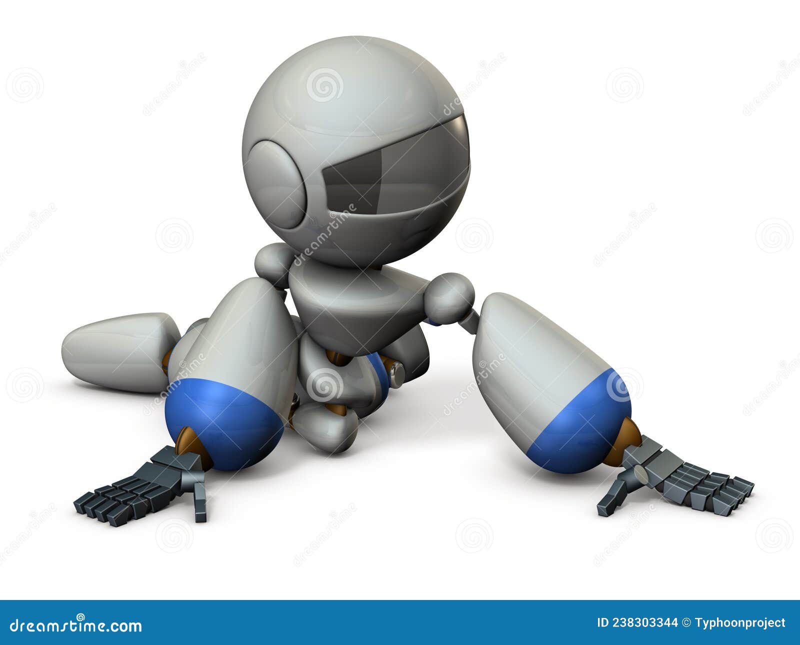 Negative Image when Discouraged or Failed. a Robot Lying on the Floor ...