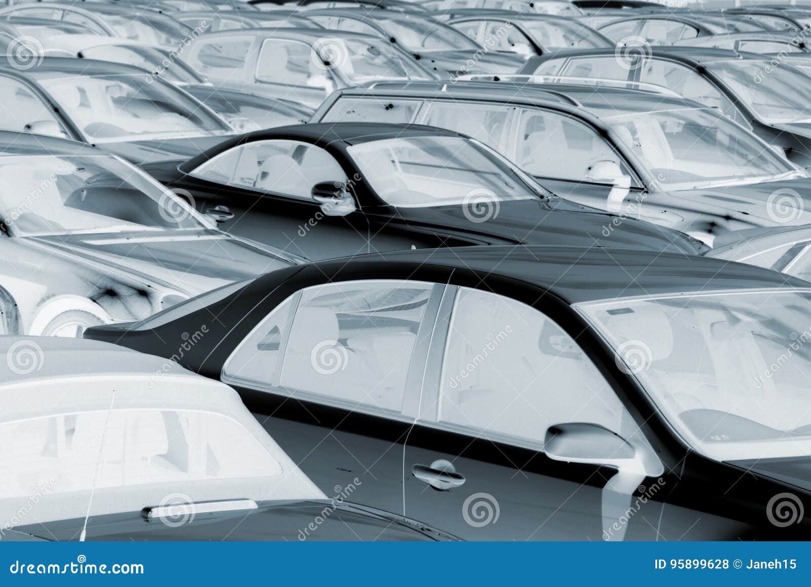 Negative Image of Parked Cars Stock Photo - Image of blue, effect: 95899628
