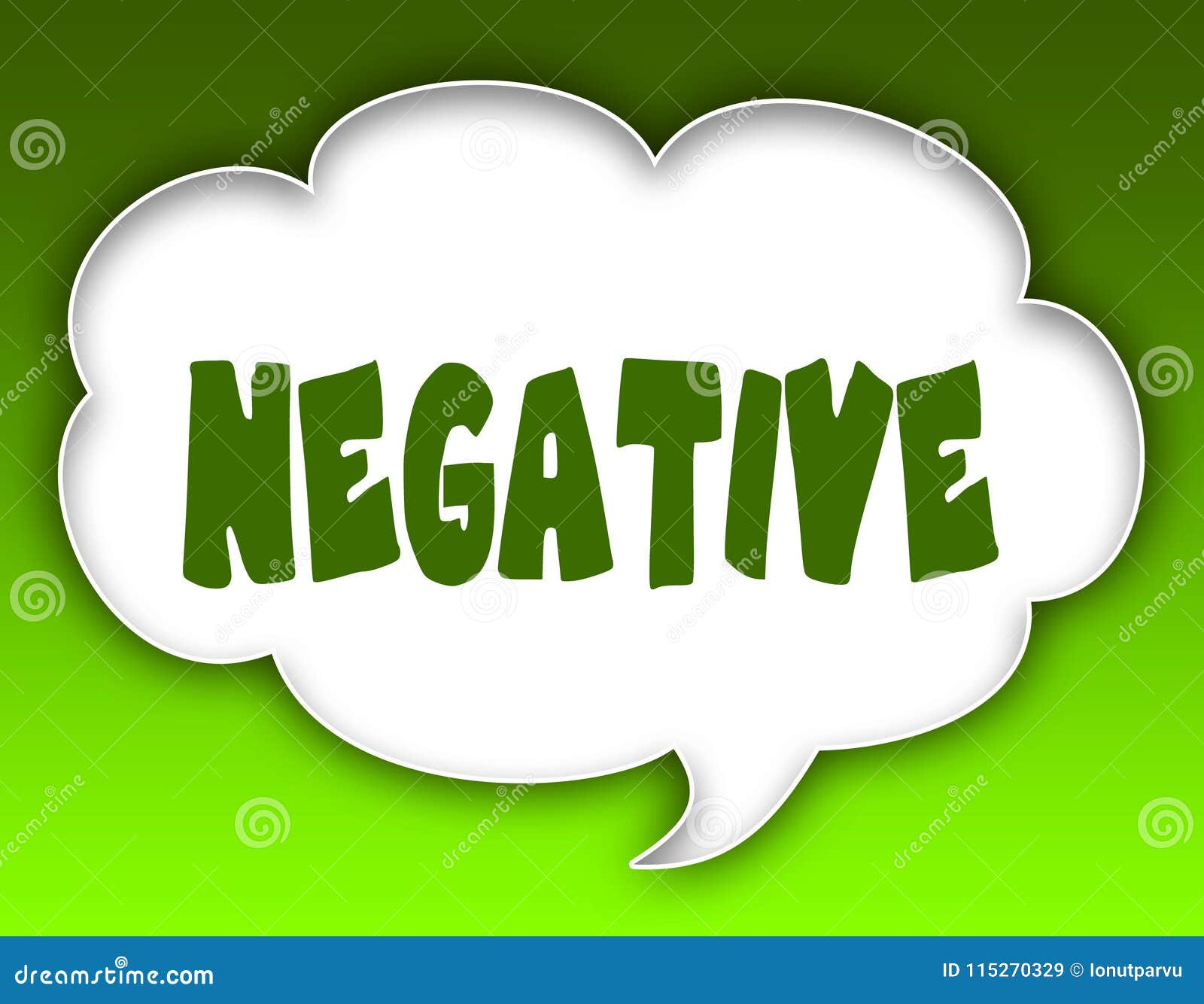 NEGATIVE Message on Speech Cloud Graphic. Green Background Stock ...