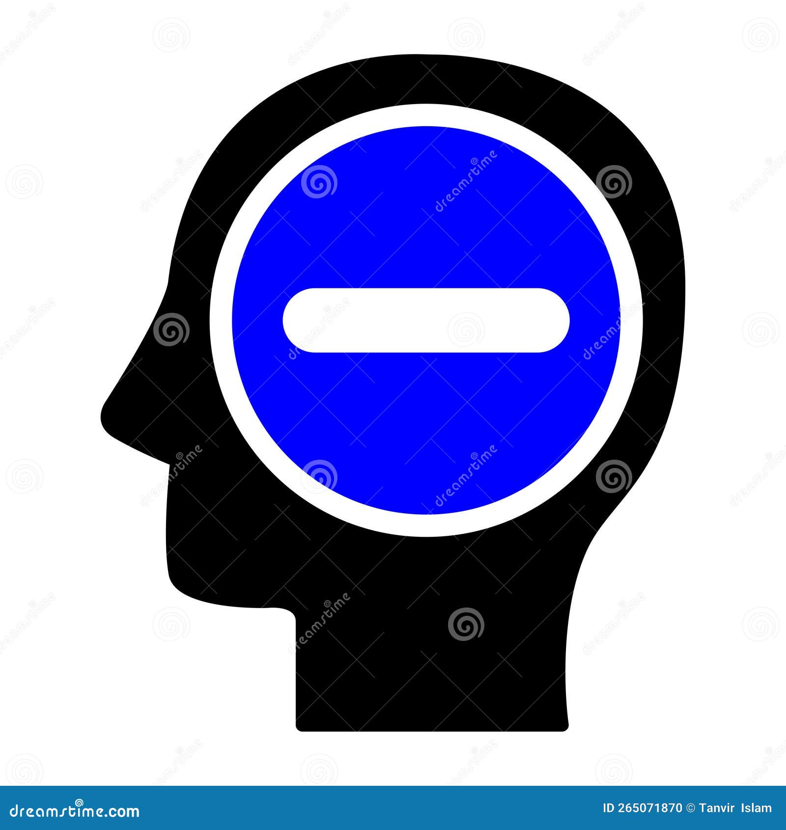 Negative Mind Icon in Flat Style Stock Vector - Illustration of ...