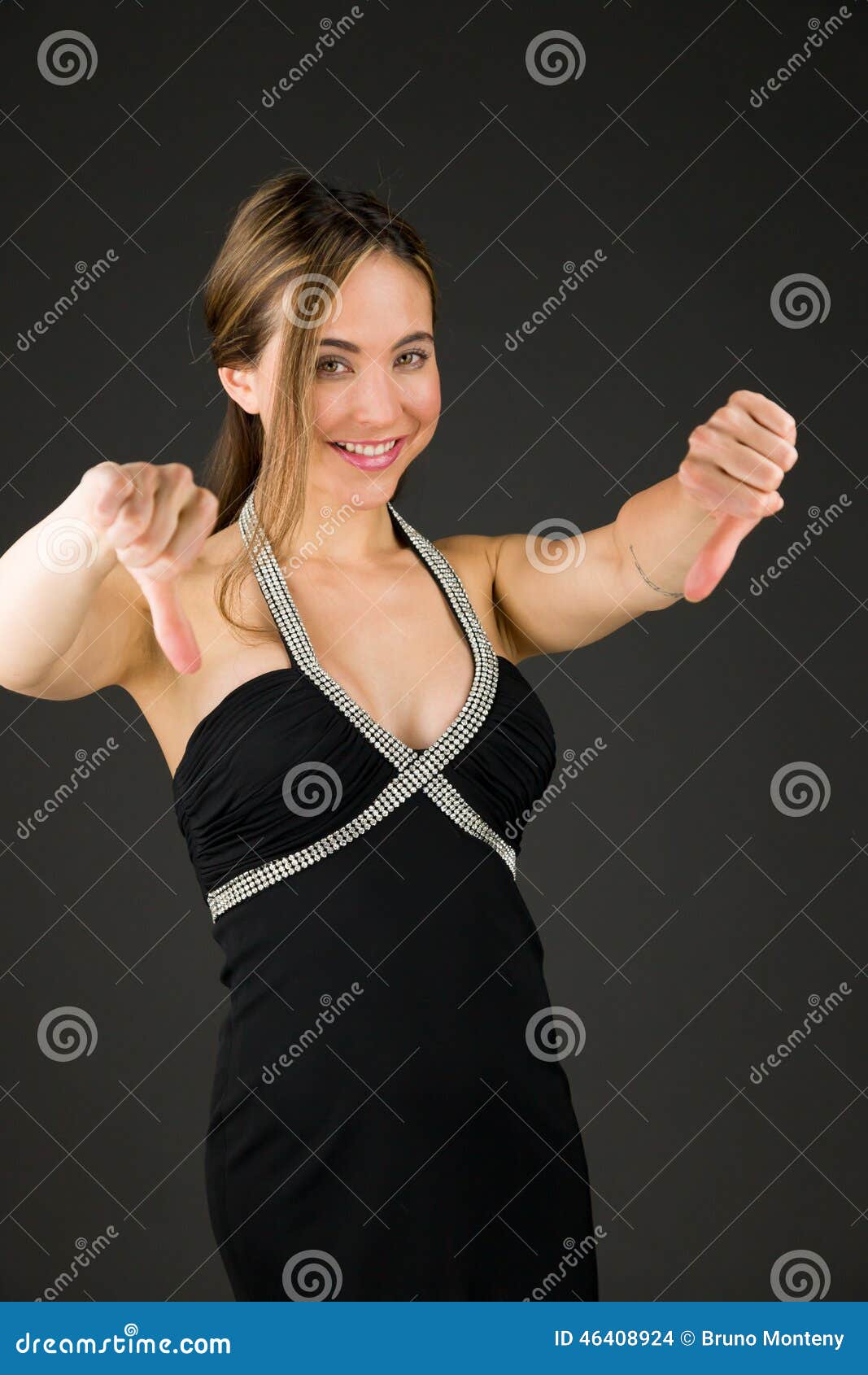 Negative Model Showing Thumbs Down Stock Photo - Image of cute ...