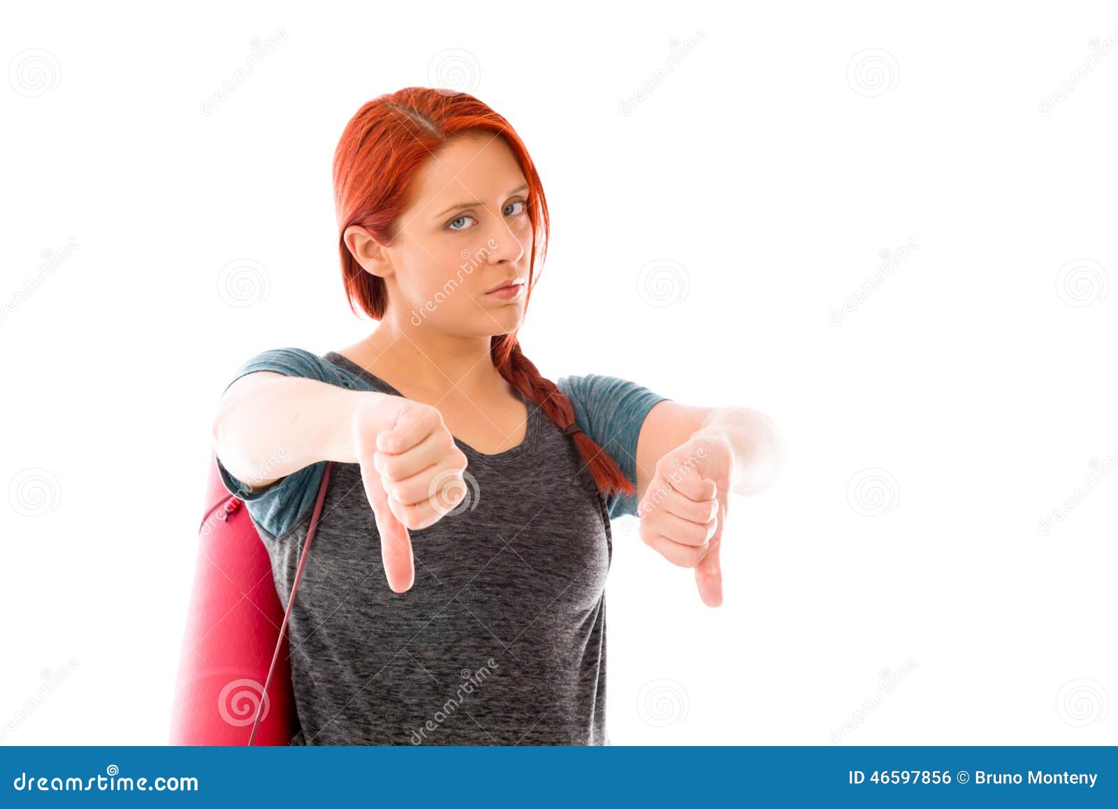 Negative Model Showing Thumbs Down Stock Photo - Image of upset ...