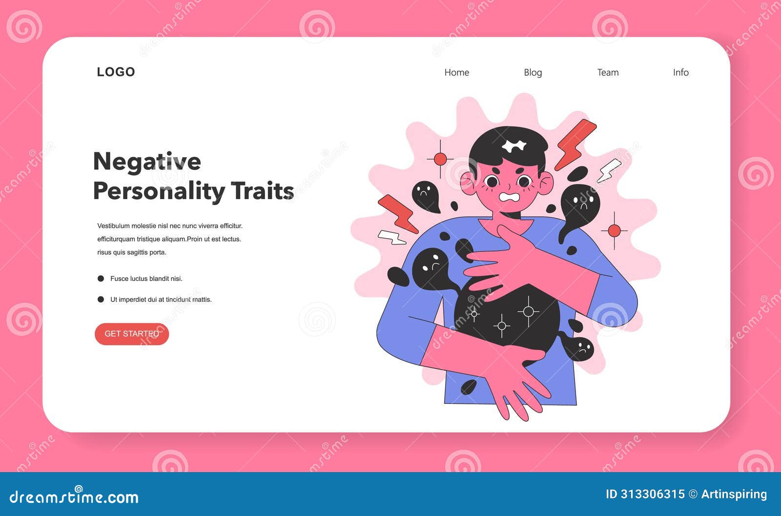 Negative Personality Traits Concept. Flat Stock Vector - Illustration ...