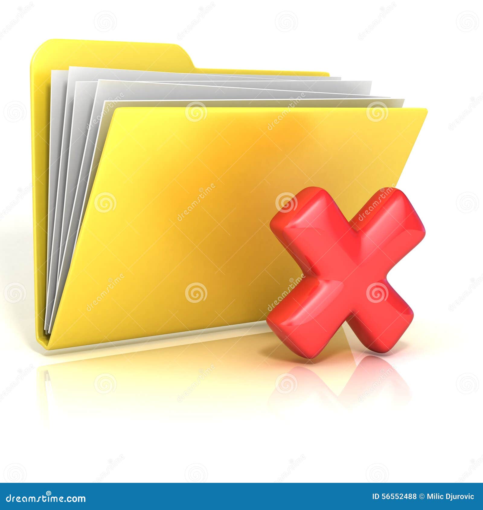 Negative, Red Check Mark Folder Icon Stock Illustration - Illustration ...