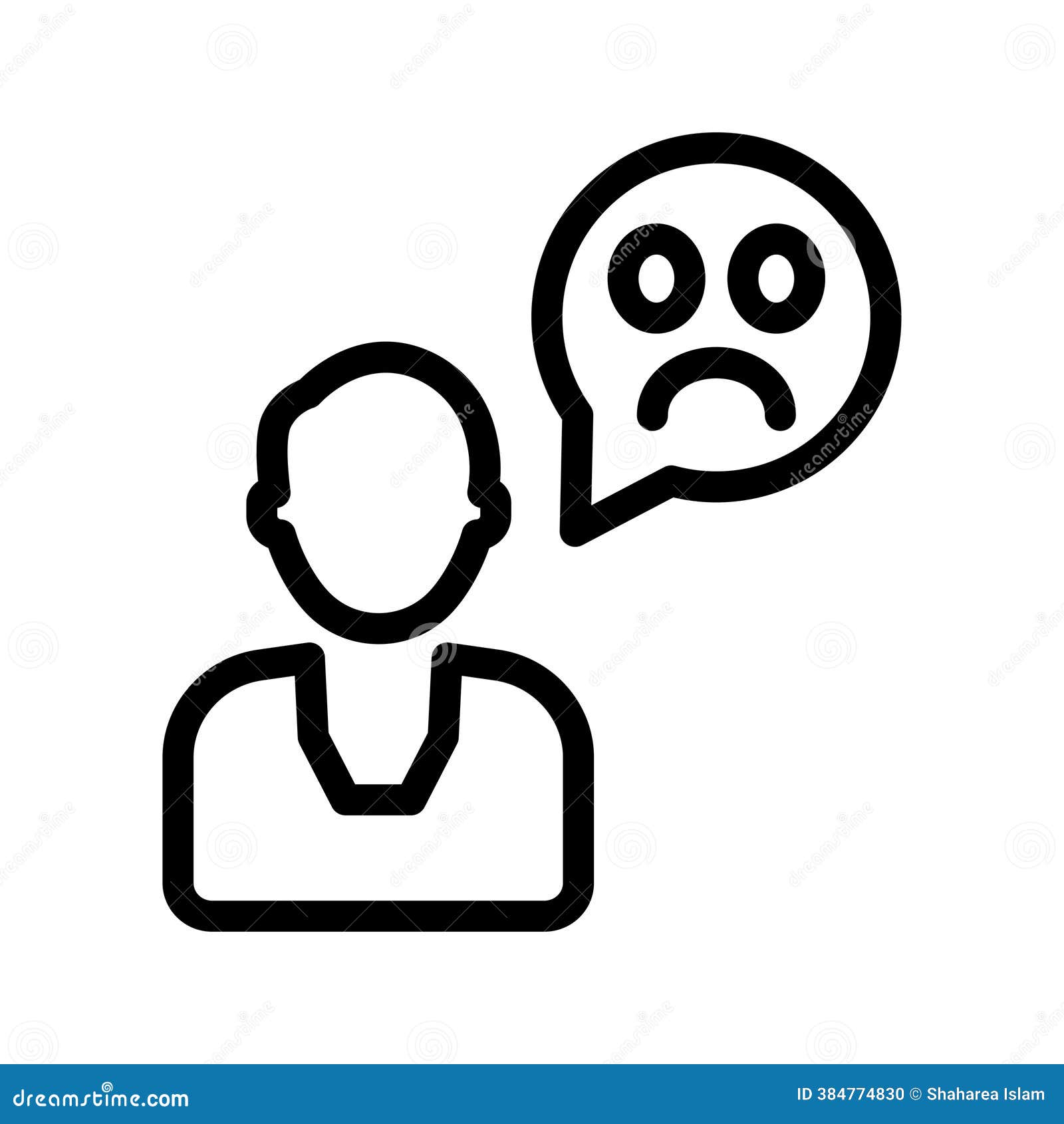 Negative Review Line And Silhouette Icon Set. Sad Emoticon, Bad ...