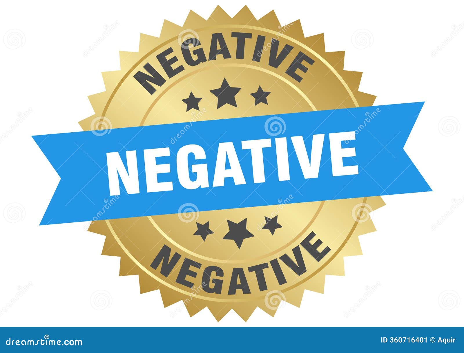 Negative. Negative Round Blue and Gold Label Isolated on Transparent ...