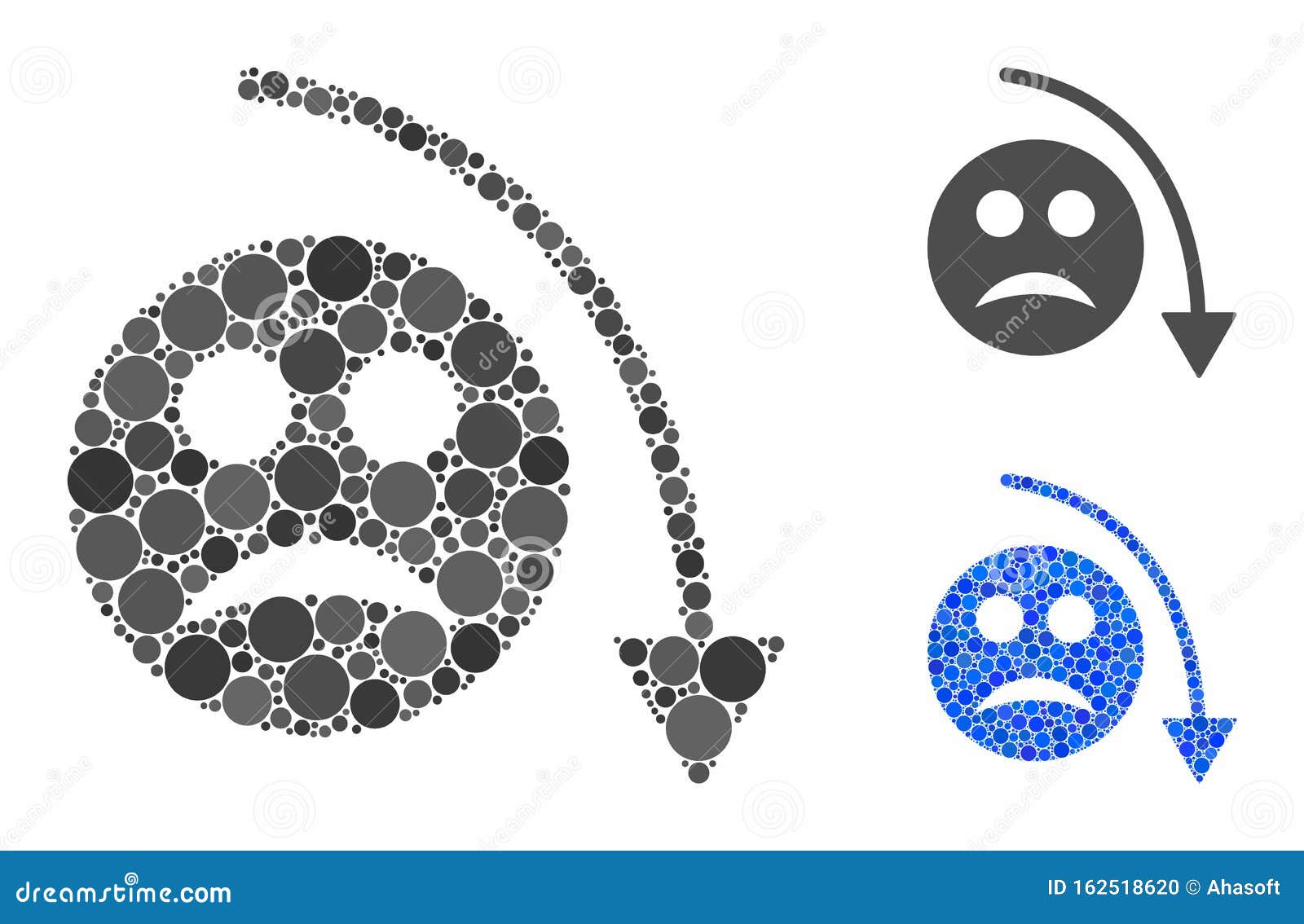 Negative Smiley Trend Mosaic Icon of Circle Dots Stock Vector ...