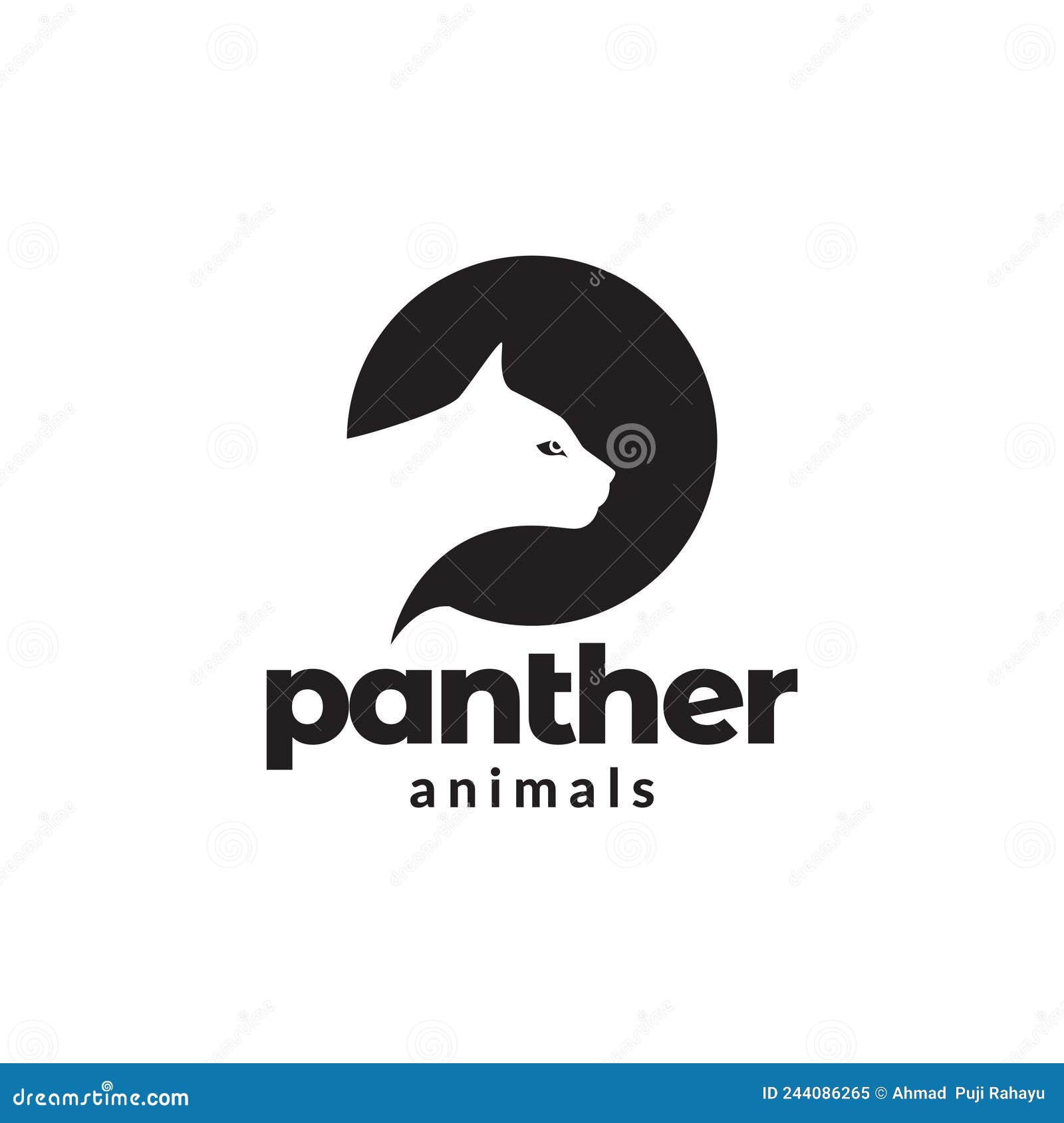 Negative Space Circle with Panther Logo Design, Vector Graphic Symbol ...