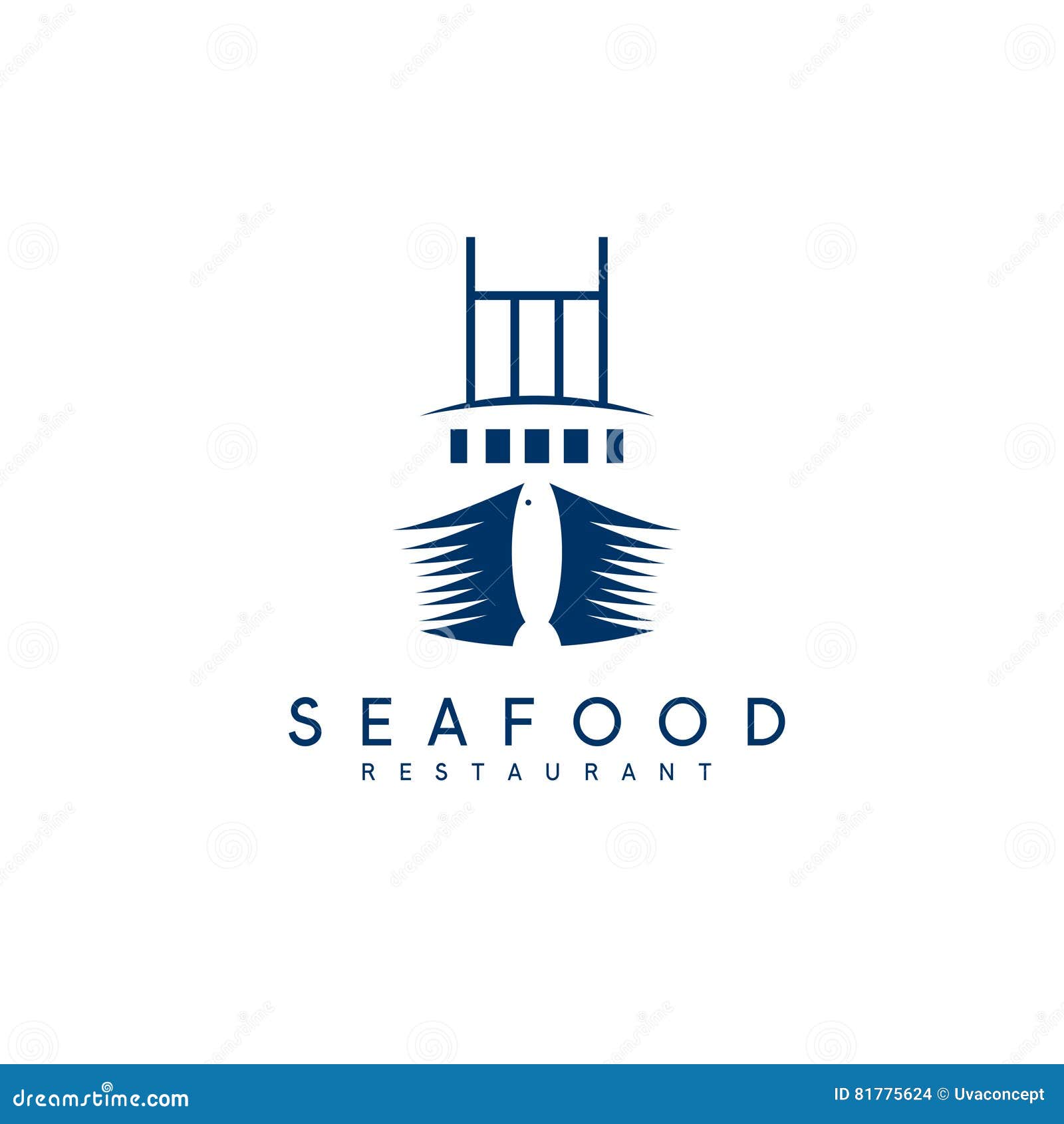 Negative Space Concept of Seafood Restaurant with Ship Stock Vector ...