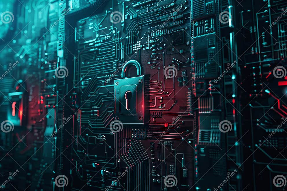 Negative Space with Digital Security Symbols. Stock Illustration ...