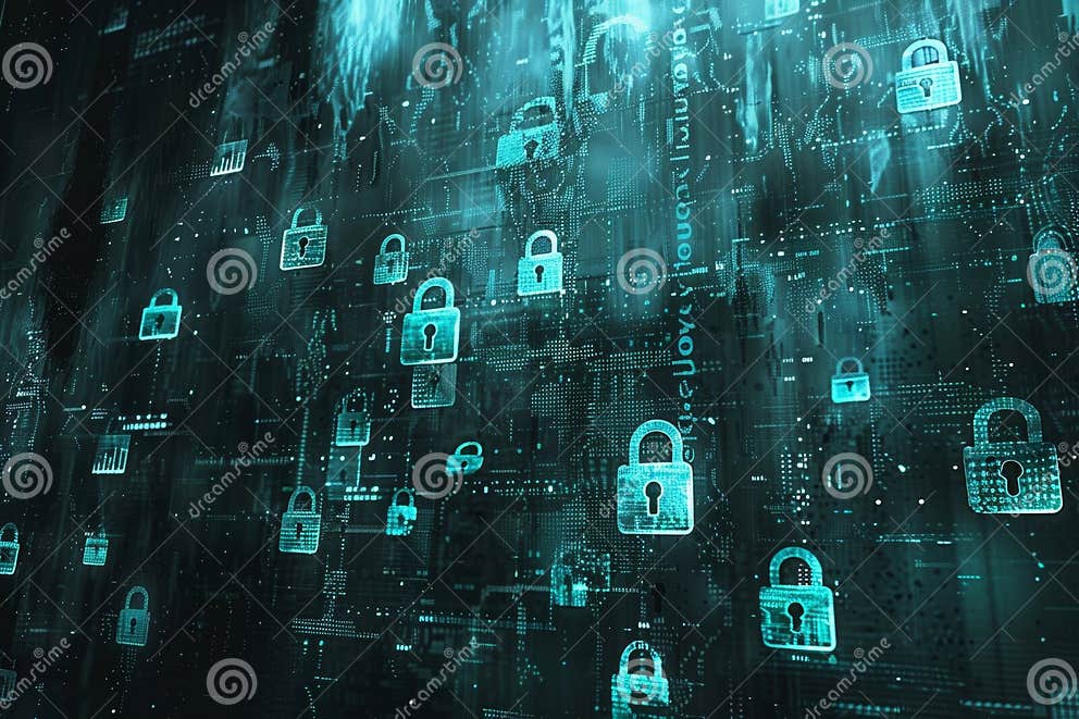 Negative Space with Digital Security Symbols. Stock Illustration ...