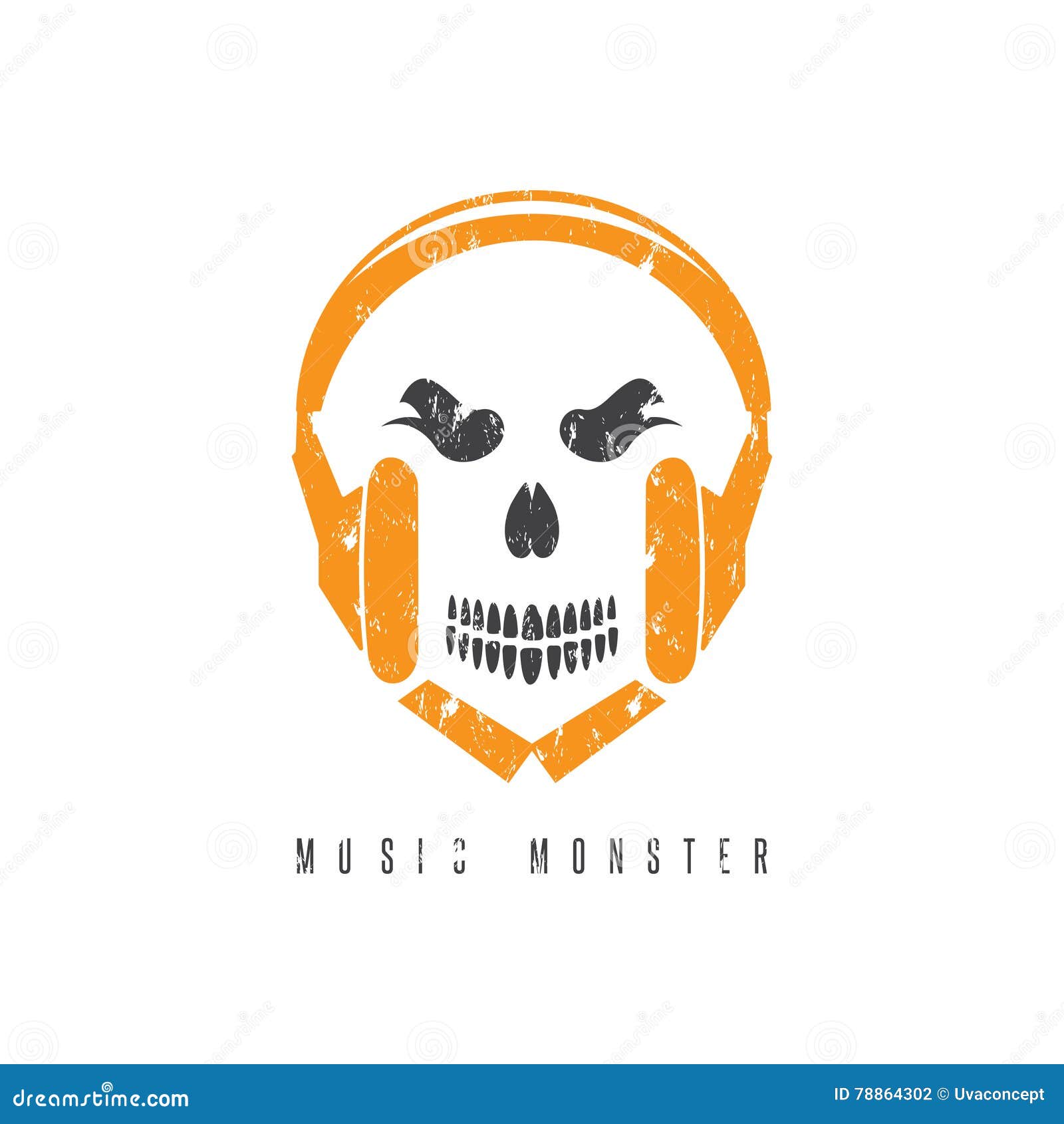 Negative Space Grunge Concept with Skull Monster Stock Vector ...