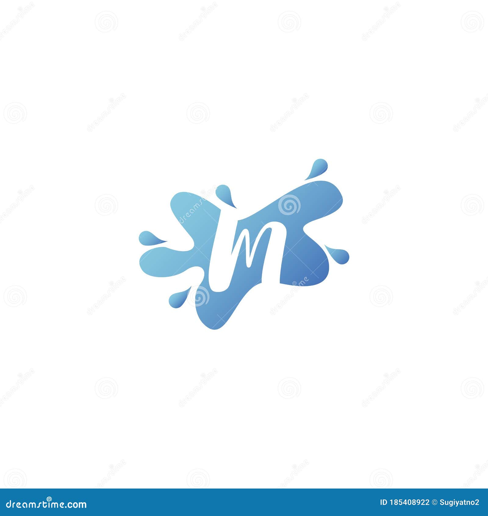 Negative Space M Letter Logo Icon in Water Splash Shape Vector Design ...
