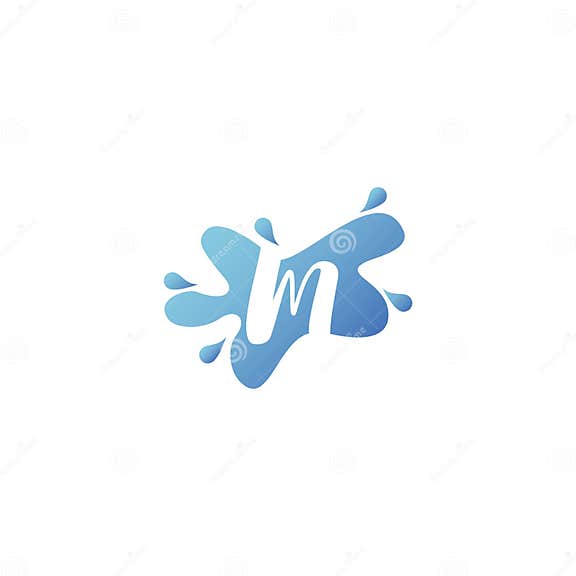 Negative Space M Letter Logo Icon in Water Splash Shape Vector Design ...