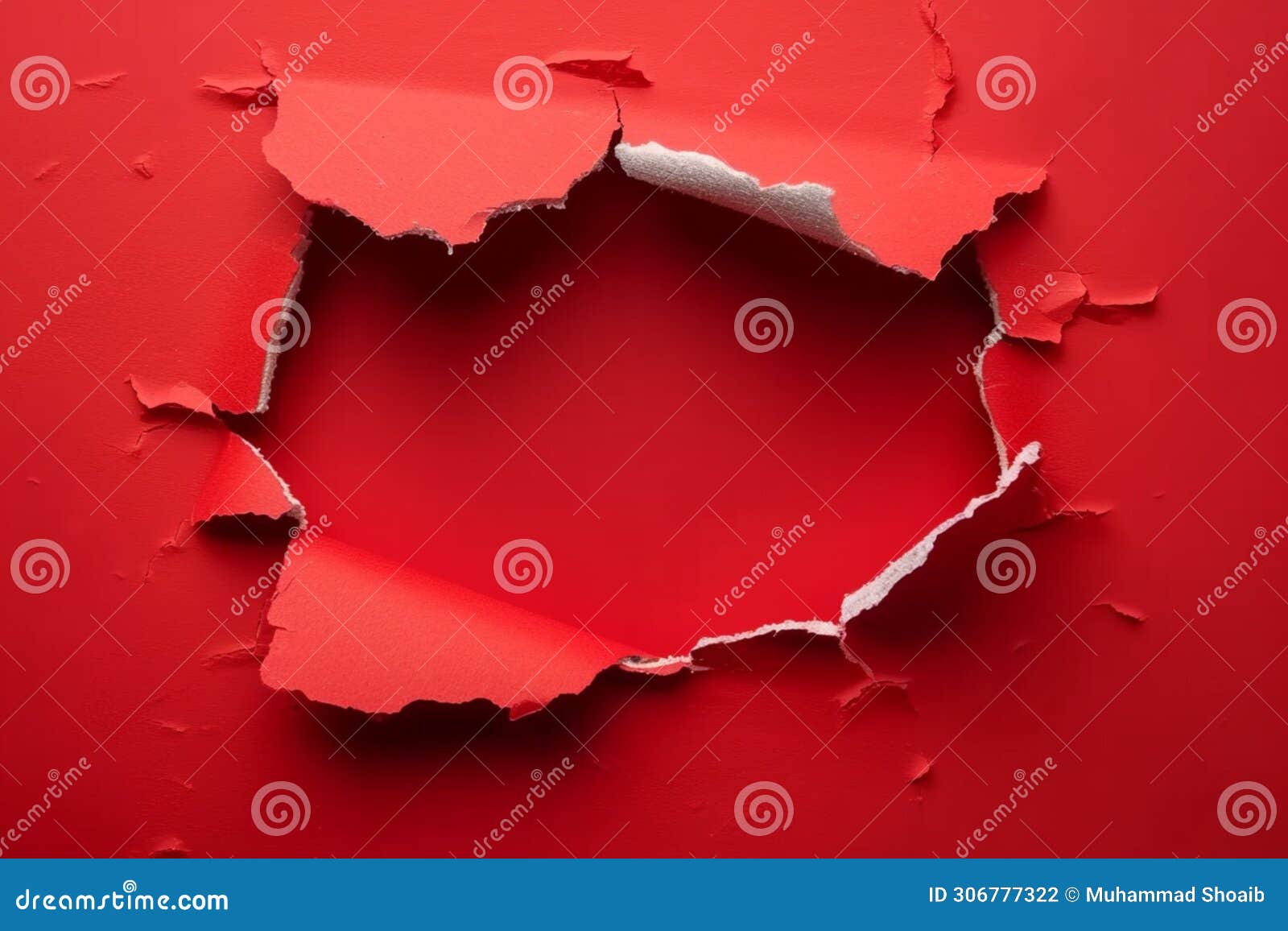 Negative Space Minimalist Image of a Hole in Red Paper Stock ...