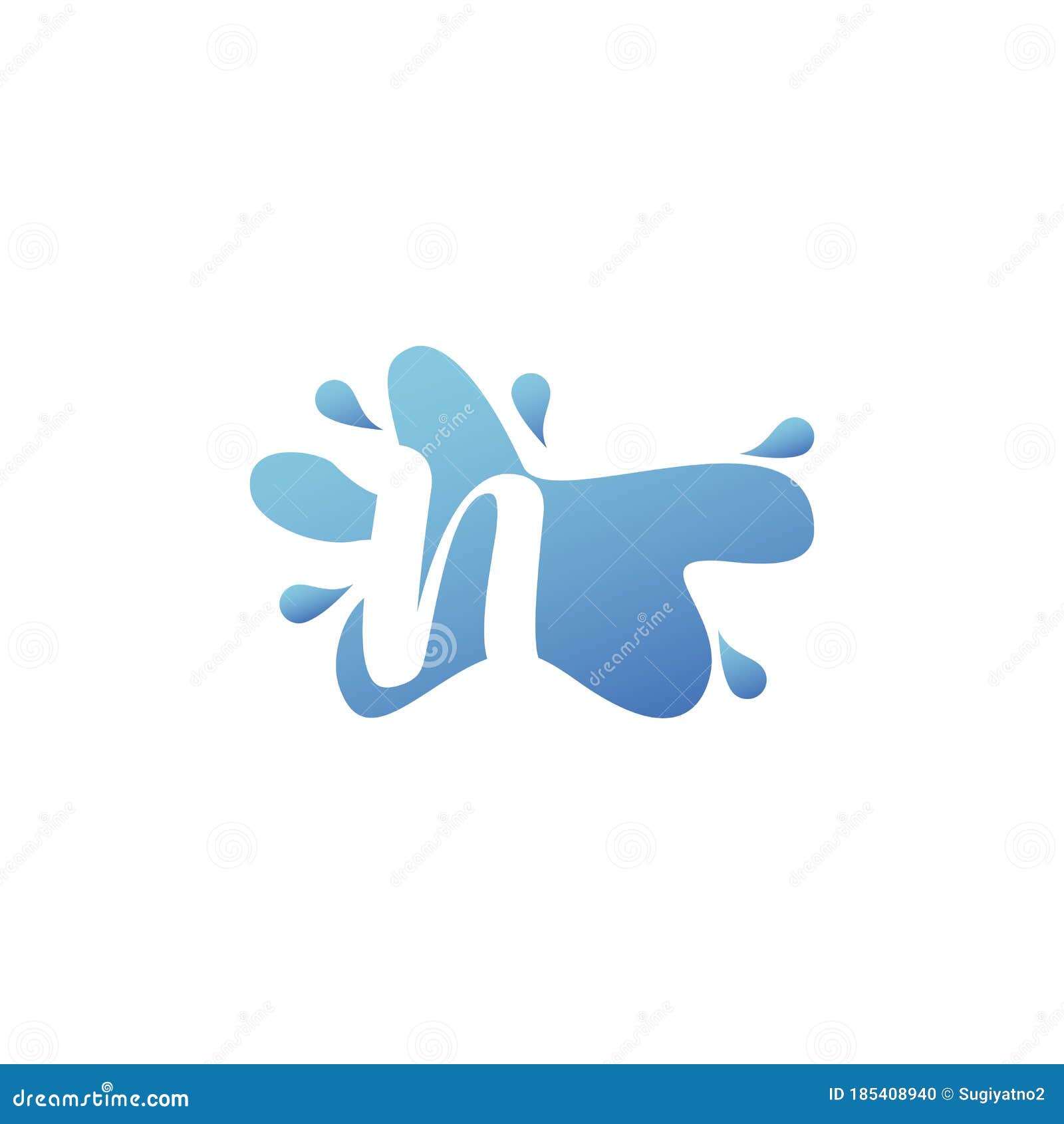 Negative Space N Letter Logo Icon in Water Splash Shape Vector Design ...
