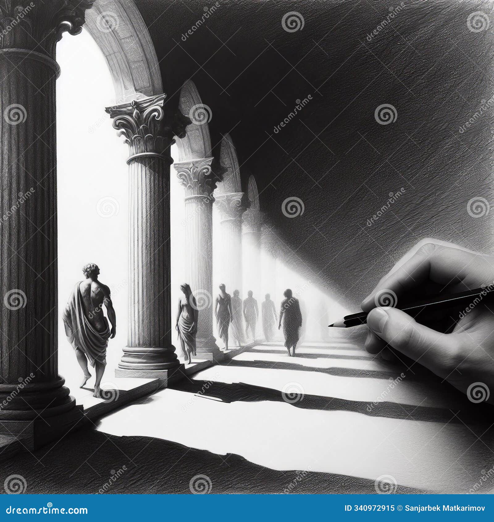 Negative Space Pencil Drawing a Drawing that Emphasizes the Spac Stock ...