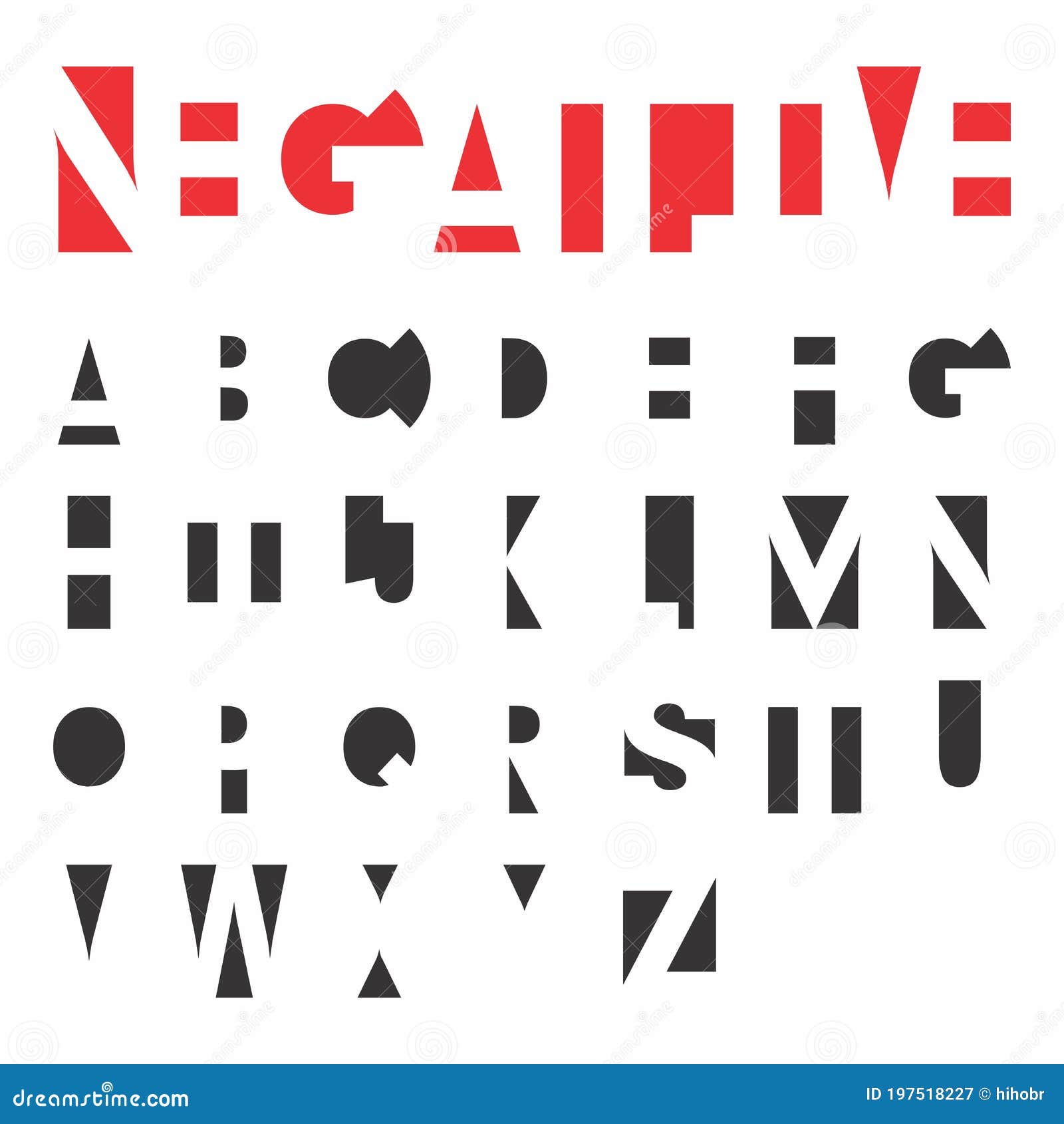 Negative Space Sans Serif Font (Vector Typeface). Иллюстрация вектора ...