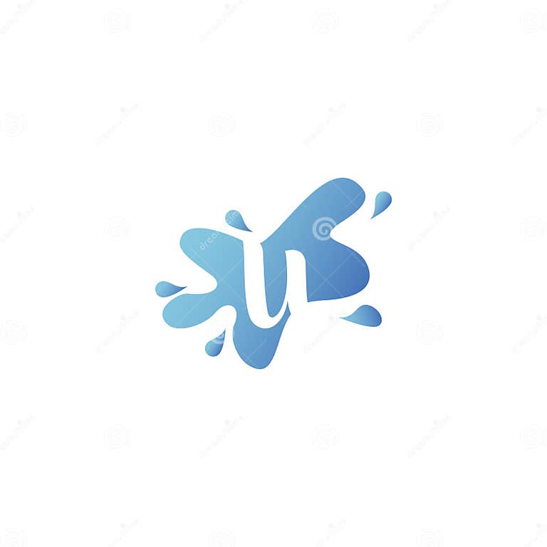 Negative Space U Letter Logo Icon in Water Splash Shape Vector Design ...