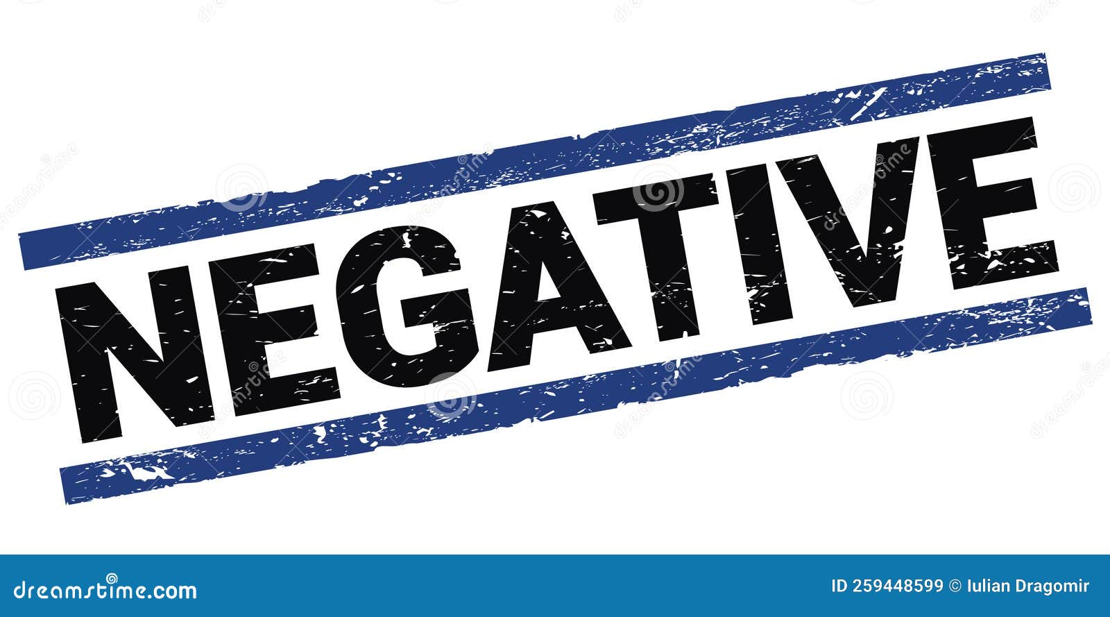 NEGATIVE Text on Black-blue Rectangle Stamp Sign Stock Illustration ...
