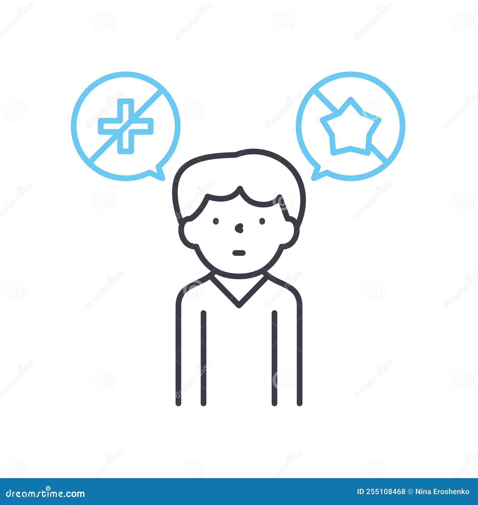 Negative Thinking Line Icon, Outline Symbol, Vector Illustration ...