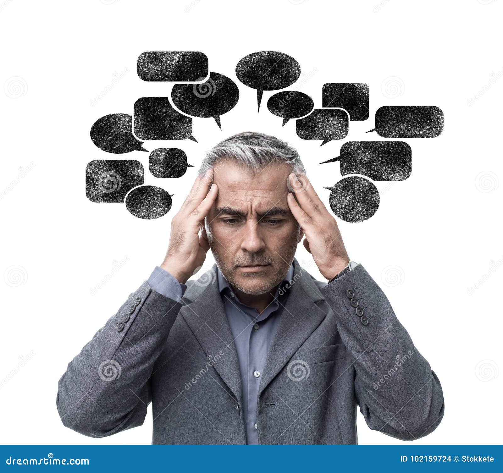 Negative Thinking and Stress Stock Photo - Image of obsessive, pensive ...