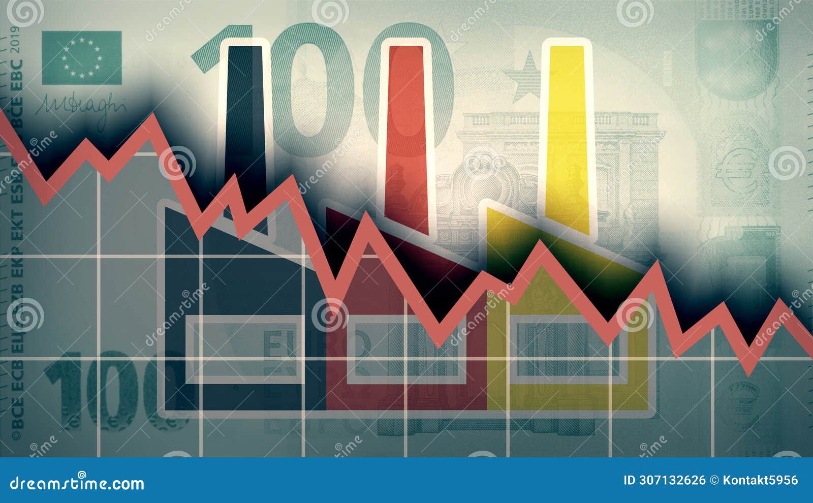 Negative Trend in the German Economy Stock Illustration - Illustration ...