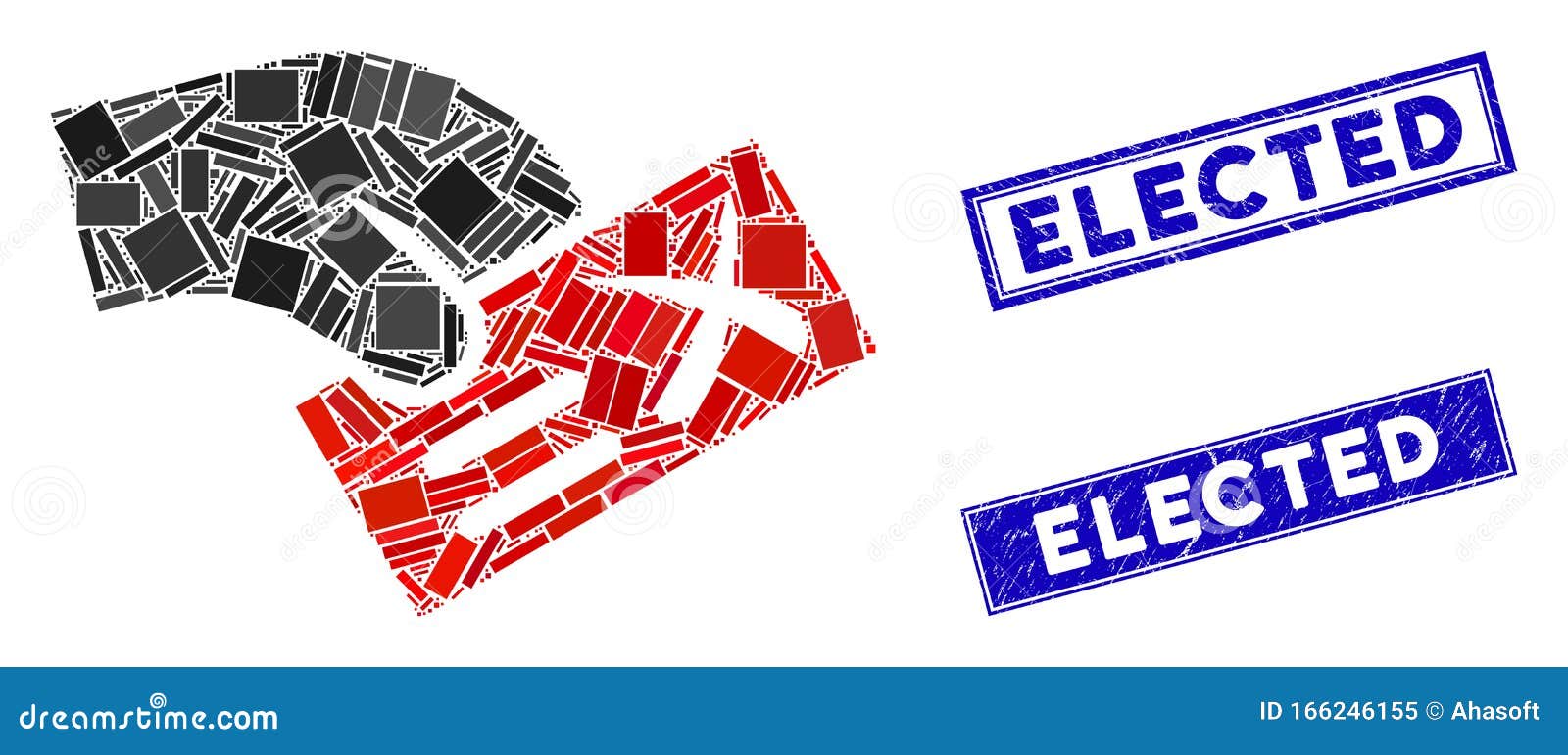 Negative Vote Mosaic and Distress Rectangle Elected Stamp Seals Stock ...